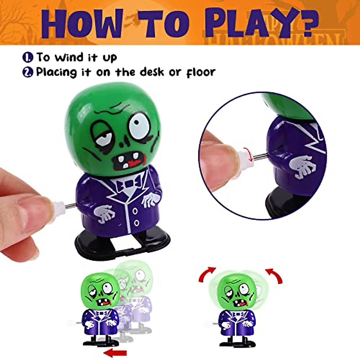Uniqhia Halloween Wind-up Toys, 15PCS Clockwork Toys Supply for Party Favors Boys Girls Kids