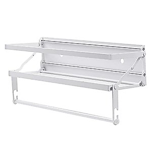 evron Shower Shelves Towel Bar Rack,Hanging Shower Caddy with Hooks for Hanging Sponge,Adhesive&Mounting Bath Toy Organizer Metal,College Dorm Room Essentials for Girls