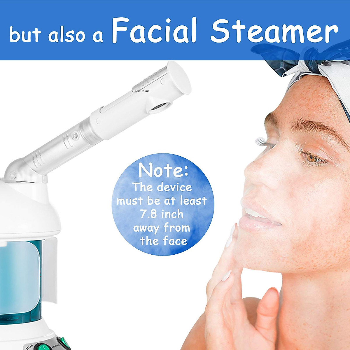 KIEKRO 2 in 1 Hair and Facial Steamer, Hair Steamer, Face Steamer, Hair Humidifier, Hot Mist Moisturizing, Hydration System Sprayer, Personal Care Use, Home and Salon (Blue White)