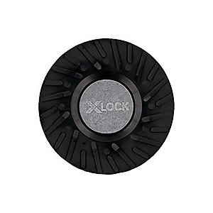 BOSCH MGX0450 4-1/2 In. X-LOCK Backing Pad with X-LOCK Clip - Medium Hardness, Use with Fiber Discs, for Applications in Metal Surface Finishing, Weld Blending, Rust Removal, Black