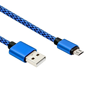 2 Pack PS4 Controller Charging Cable,Zwirelz Charging Cable for Xbox One Controller Nylon Braided Sync Cord Charger for Playstation 4 Dualshock 4 PS4 Slim/Pro, Android (Blue+Red)