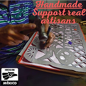 5 pack Mexican Papel picado dia de los muertos HandMade by Mexican artisans - Dia de los muertos papel picado mexicano para fiesta - Day of the dead banner mexican theme party decorations ofrenda kit