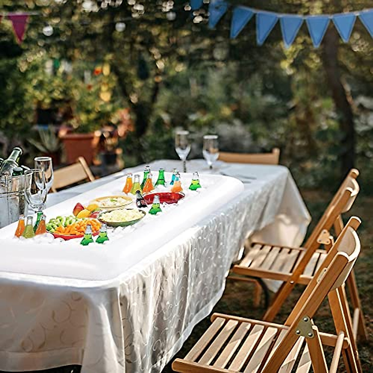 Kurala Inflatable Serving Bar Salad Ice Tray Food Drink Containers 4 PACK, Inflatable Party Cooler Blow Up Food Chiller, Inflatable Ice Bar