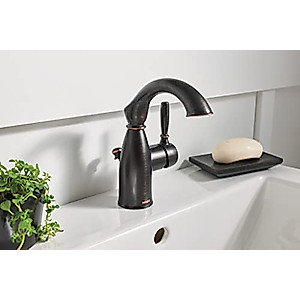 Moen Sarona Mediterranean Bronze One-Handle Single Hole Rustic Farmhouse Bathroom Faucet with Optional Deckplate, Traditional Bathroom Sink Faucet and Drain Assembly, 84144BRB