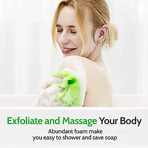 Exfoliating Washcloth Japanese Washcloth Nylon Bath Wash Cloth Korean Exfoliating Cloth Loofah Towel Beauty Washcloth Sponge Loofah Body Scrub Back Scrubber for Shower 4 Pcs by Modu