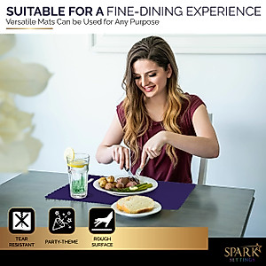Paper Placemat Disposable, Purple Place Mats with Scalloped Edges, Durable Paper Placemat for Holiday Wedding Party Supplies Decor, 9.75 X 14 Inches, Pack of 50 - by SparkSettings