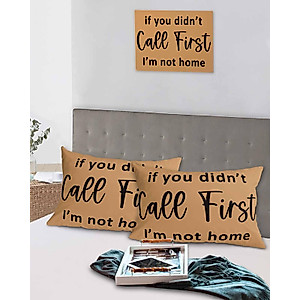 Edwiinsa If You Didn't Call First I'm Not Home Pillow Covers King Standard Set of 2 Bed Pillow, Farmhouse Brown Plush Soft Comfort for Hair/Skin Cooling Pillowcases with Envelop Closure 20''x36''
