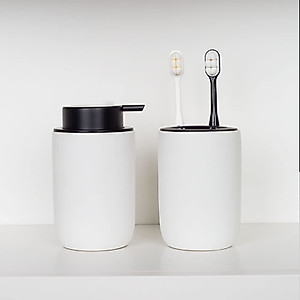 Foaming Soap Dispenser Thick Ceramic Foam Hand Soap Dispenser for Bathroom or Kitchen Sink, Liquid Pump Bottles for Hand soap, Body Wash, 2 Pack White