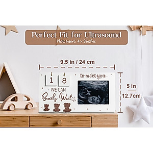 Ultrasound Picture Frame We Can Bearly Wait Baby Shower Decorations Teddy Bear Sonogram Picture Frame with Countdown Weeks, Expecting Parents to Be Unique Gifts Pregnancy Gifts for Gender Reveal Party