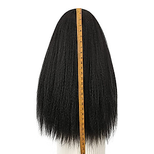 WIGNEE 26 Inches Kinky Straight Headband Wig for Women Yaki Straight Wigs with Black Headband Kinky Afro Wigs For Black Women