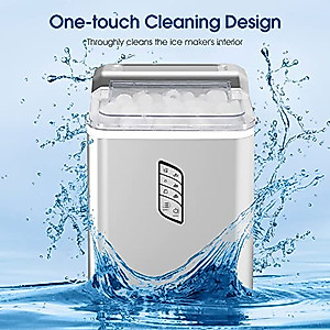 Ice Makers Countertop, Portable Ice Maker, 26lbs/24Hrs 9 Bullet Ice Cubes Ready in 7 Mins, Self-Cleaning Function, L&S Size, with Ice Scoop and Basket, Perfect for Party, Silver