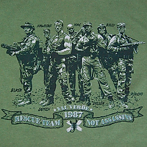 Mens Retro Rescue Team Not Assassins T Shirt Military Green Large - Chest 40-42in Military Green
