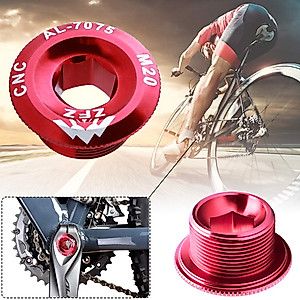 Saipe 2 Pcs Bicycle Crank Screws M20 Crank Arm Screws Crank Fixing Bolt Aluminum Alloy CNC Crankset Screws for MTB Mountain Road Bike Riding (Red)