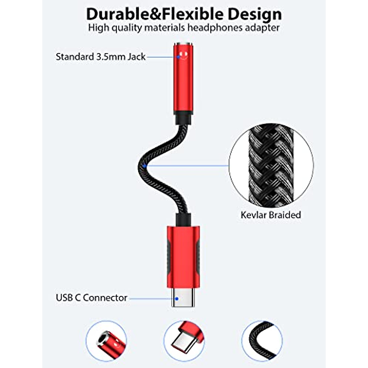 ACAGET USB C to 3.5mm Headphone Adapter, USB Type C to 3.5mm Aux Audio Dongle Jack Converter Cable Earbuds Adapter for S23 Ultra S22 S21 FE Note 20 9 Pro 8 7T Pixel 7 6 Pro