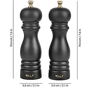 BILL.F Salt and Pepper Grinder Wooden Pepper Mill Grinder Salt Pepper Shakers Set of 2 with Adjustable Ceramic Rotor- 7 Inch