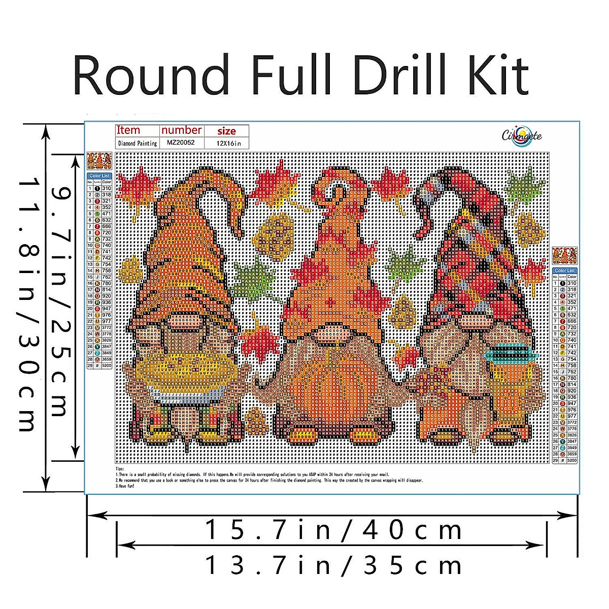 Cirmgete Fall Diamond Painting Kit,5D Diamond Art Kits for Thanksgiving Adults Full Round Drill,Paint by Diamonds Round for Wall Decor Gift