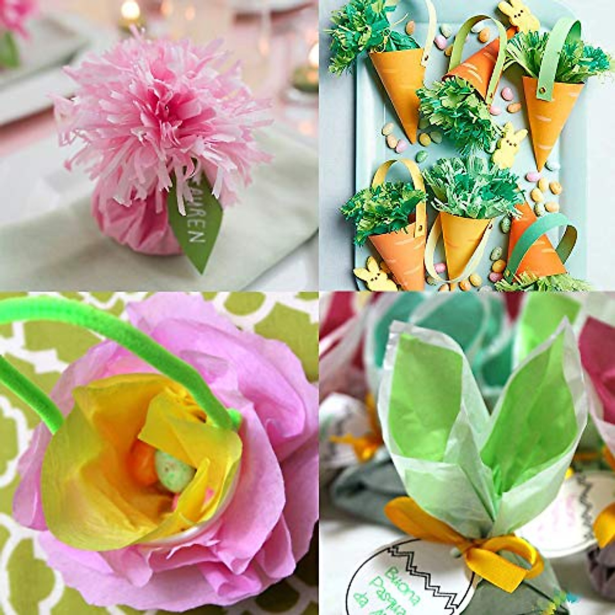 Supa 160 Sheets 8 Easter Day Multicolor Tissue Paper Bulk Wrapping Tissue Paper 20 x 27" for Art Craft Floral DIY Birthday Love Theme Party Tissue Valentine's Day Paper Pom Pom