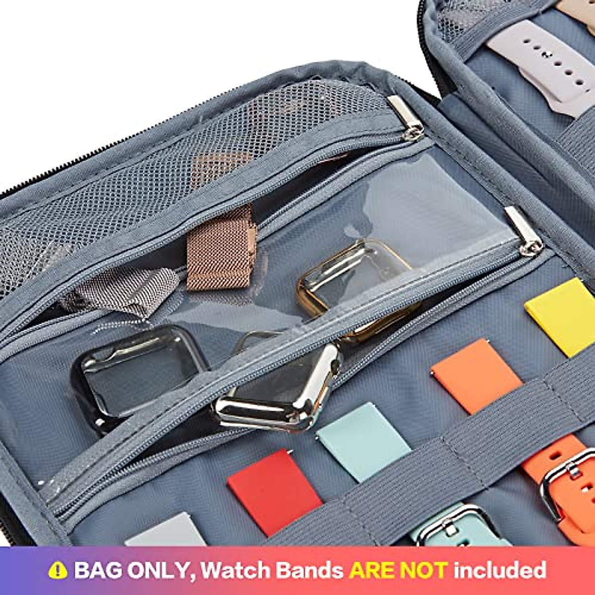 BGTREND Watch Bands Carrying Case for 35 Watch Bands, Watch Band Holder and Organizer Compatible with Apple Watch Bands and Other Accessories, Gray
