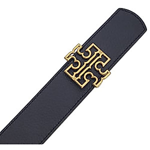 Tory Burch 141742 Britten Logo Black/Classic Tan With Gold Hardware 1.5 Inch Width Reversible Women's Belt (XL)