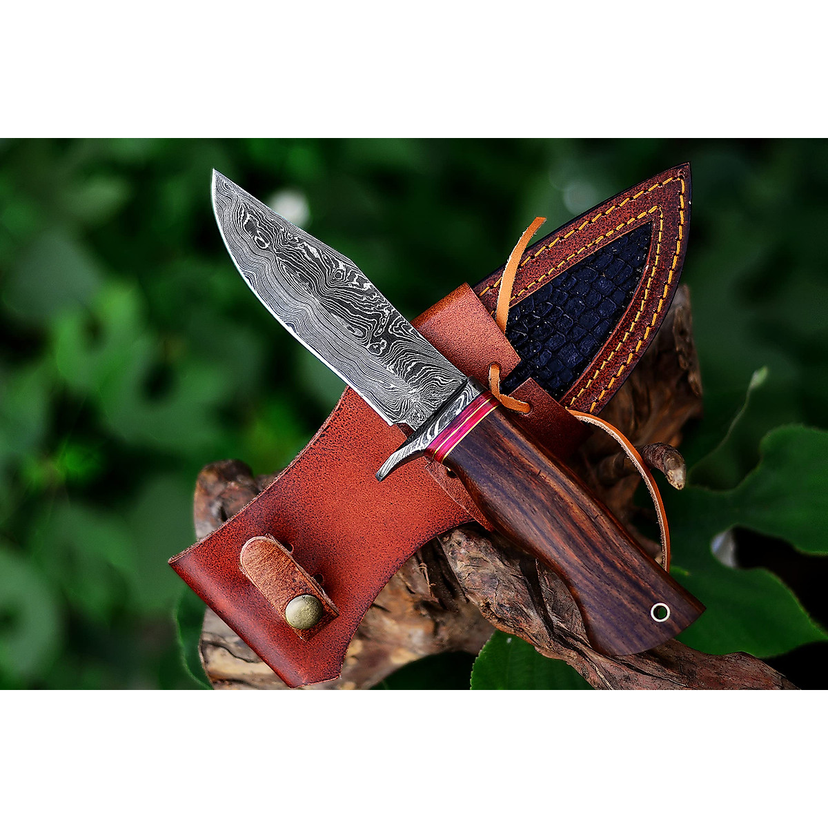 SHARD Hunting knife, Handmade Damascus Hunting Knife, Damascus Steel Hunting Knife with Sheath,Fixed blade Knife for Men,Full Tang Knife,Camping Knife, Skinning Knife,Survival Knife