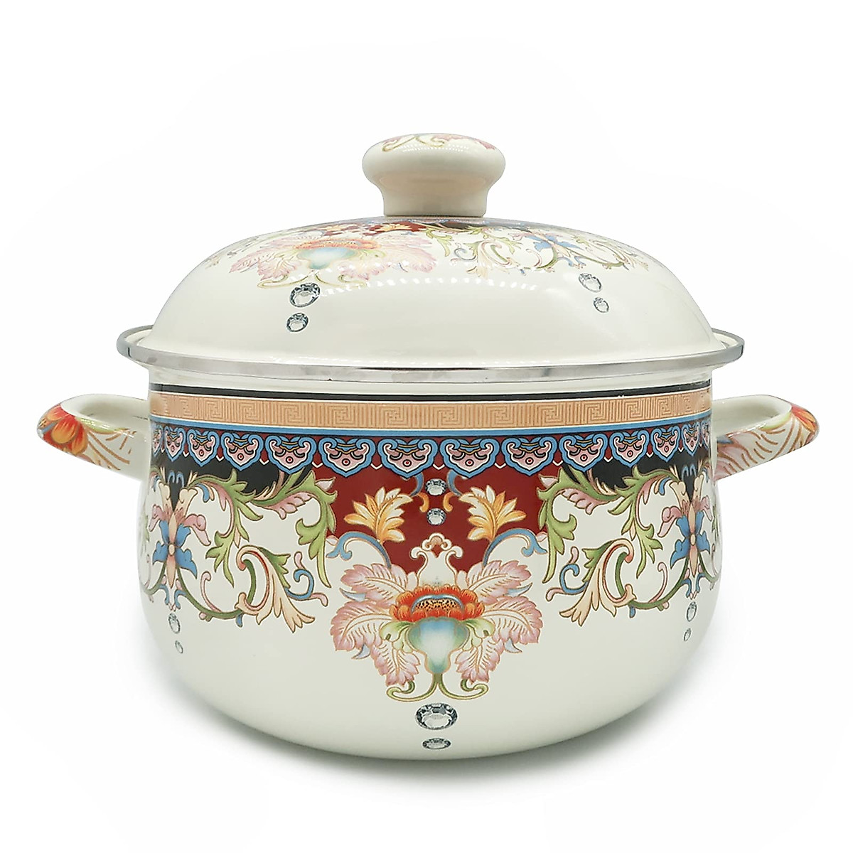 OLYTARU Nonstick Deep Enamel on Steel Stock Pot/Stockpot with Lid, 3 Quart (3L)