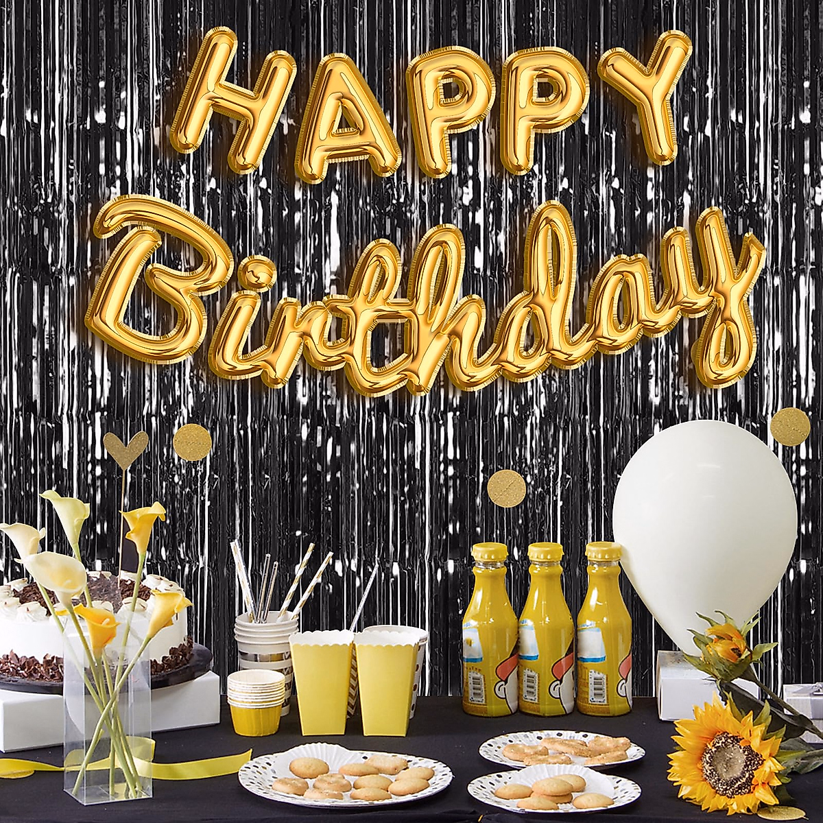 5 Pack Black Fringe Backdrop 3.2ft x 8.2ft Foil Curtain Tinsel Foil Fringe Curtains Backdrop Tinsel Backdrop Streamers for Birthday Curtain Party Decoration Wedding Christmas Decoration (Black)