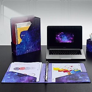 SUIN 1-inch 3 Ring-Binder with Pockets 1'' Round Ring Binders for School Holds US Letter Size 8.5'' x 11'' 200 Sheets for Office/Home/Back to School/Campus, 2 Pack