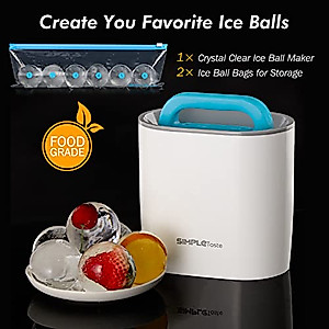 SIMPLETASTE Crystal Clear Ice Ball Maker Mold - 2.36 Inch Clear Sphere, Plus 2 Ice Ball Storage Bags, BPA-free Silicone Large Sphere Ice Mold, Ice Cube Tray for Whiskey, Cocktail and Drinks