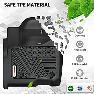 YITAOTOR Floor Mats Fit for Ford F-150/F150 Lightning SuperCrew Cab 2024-2015(Rear w/o U-Seat Flat Storage),TPE All Weather F150 Truck mats, 1st & 2nd Row