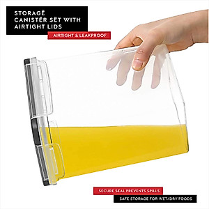 DWËLLZA KITCHEN Cereal Containers Storage Set - Cereal Dispenser Airtight Food Storage Container BPA-Free 4 Pc (135.2oz) Pantry Organization and Storage 8 Labels 1 Marker, Canister for Sugar & Flour