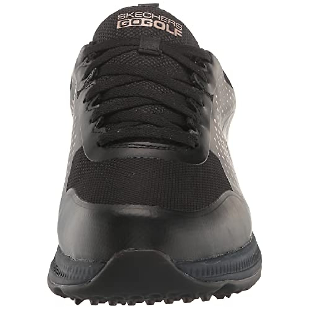 Skechers Women's Go Elite 5 Arch Fit Waterproof Golf Shoe Sneaker, Black/Rose Gold Sport, 8.5