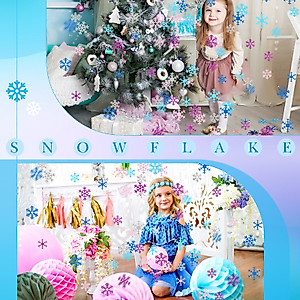 Pasimy 200 Pcs Snowflakes Confetti Decorations frozen birthday confetti winter wonderland christmas table decor glitter snow confetti for Birthday Wedding New Year Xmas Holiday surprise party supplies