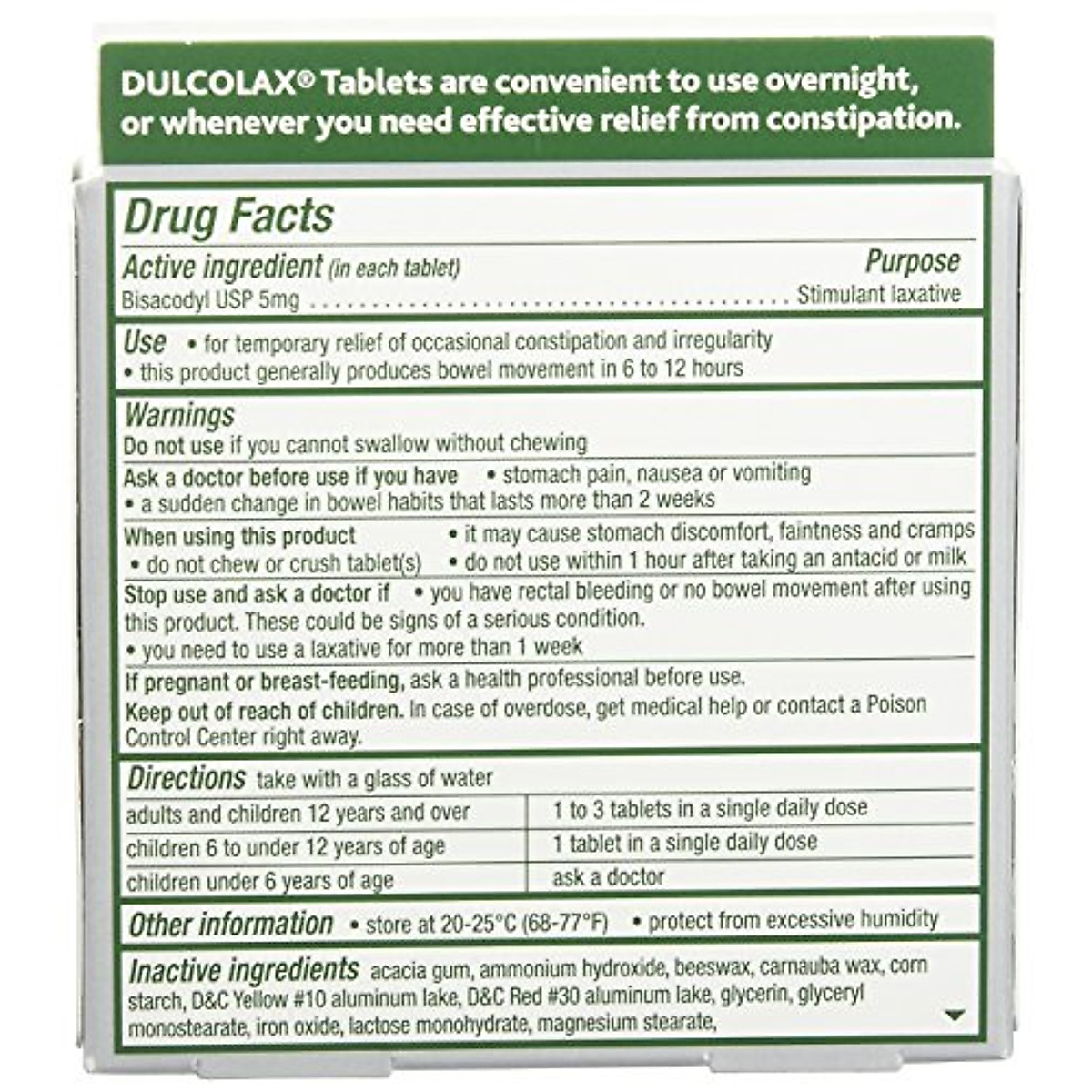 Dulcolax Laxative 25 Tablets ( Pack of 6)