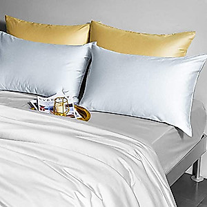 FLXXIE 2 Pack Zipped Satin Standard Pillowcases for Hair and Skin, Silky and Super Soft (20"x26") Zippered Satin Pillow Cases, Black, 20x26 Inches