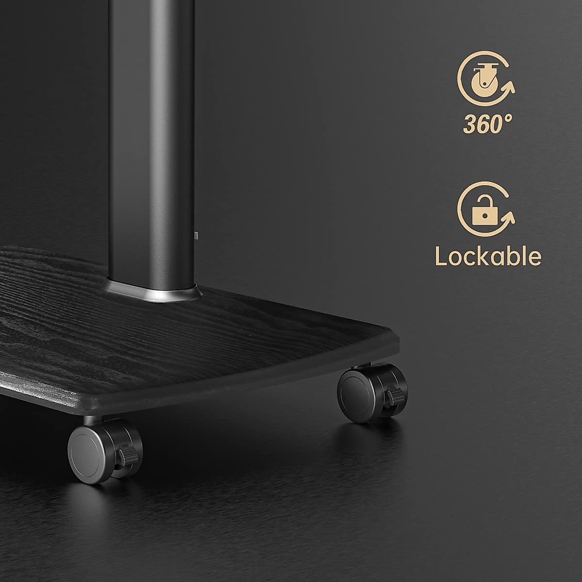 FITUEYES Rolling TV Stand, Mobile TV Cart on Wheels for 32 - 65 70 Inch Flat Screen TVs, Tall TV Floor Stand with Swivel Mount, Corner TV Stands for Bedroom, Outdoor, Home Office, Small Dorm, Black