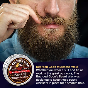 The Bearded Goon Ridiculously Strong Mustache and Beard Wax for Men | All Day Style Control to Tame Facial Hair | All Natural Handlebar Moustache Wax - 1oz (30ml)