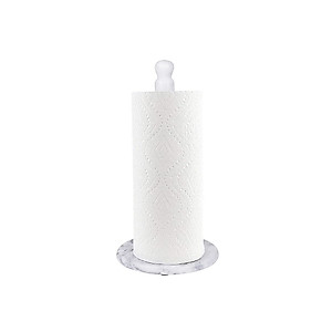 Asters Charming Marble Paper Towel Holder, Standing Holder with Heavy Weighted White Marble Base, for Kitchen Countertop, Bathrooms and Cabinet
