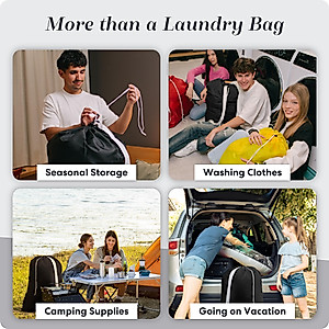 Shoulder Strap Laundry Bag - Drawstring Locking Closure, Durable Nylon Material, Large Capacity, Heavy Duty Stitching, Hands Free Carrying, Perfect for Laundromat or College Dorm. (Black | 30" x 40")