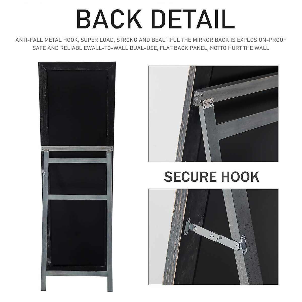 Elevens Traditional Full Length Floor Mirror 65"x22" Rustic Tall Floor Mirror Wall Mirror Standing or Leaning Against Wall for Bedroom, Dressing and Wall-Mounted - Gray