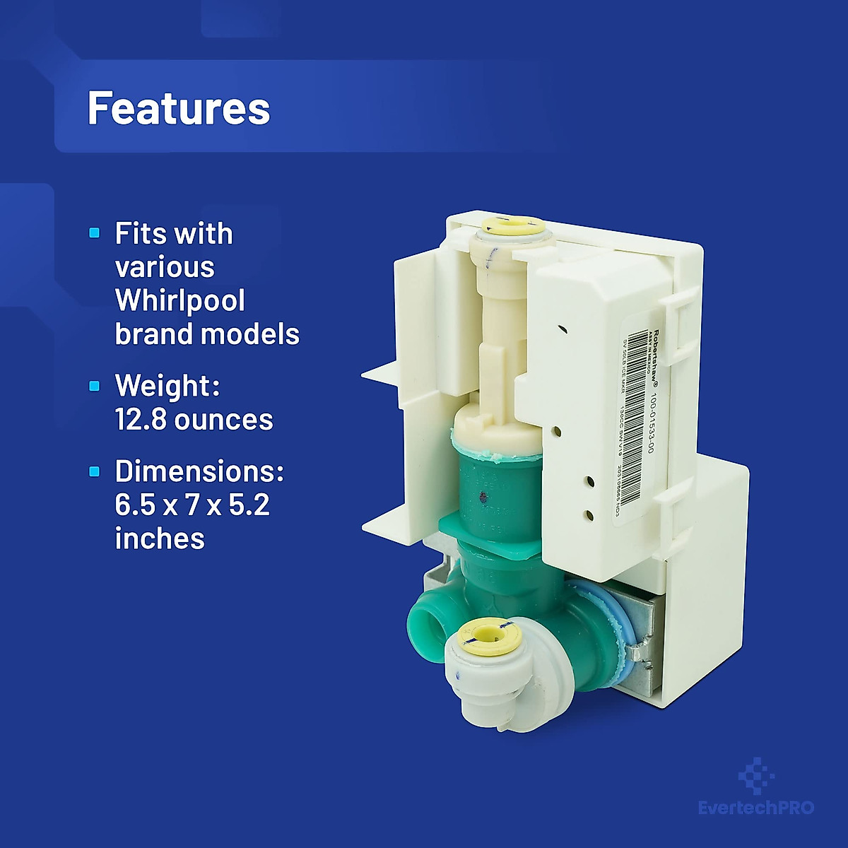 EvertechPRO W10217917 Valve Replacement for Whirlpool Ice Machine W10159841 2313741 1469050 AH2342262