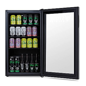 NewAir Beverage Refrigerator Cooler with 126 Can Capacity - Mini Bar Beer Fridge with Right Hinge Glass Door - Cools to 37F - Stone Brewing