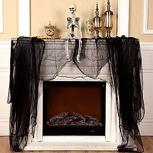 Kijamilee 4 Pack Halloween Creepy Cloth, Scary Spooky Cloth Creepy Gauze, 30 x 120inch Freaky Loose Weave Creepy Cloth, Decorations for Haunted Houses Props Halloween Wall Outdoor Indoor Decor (Black)