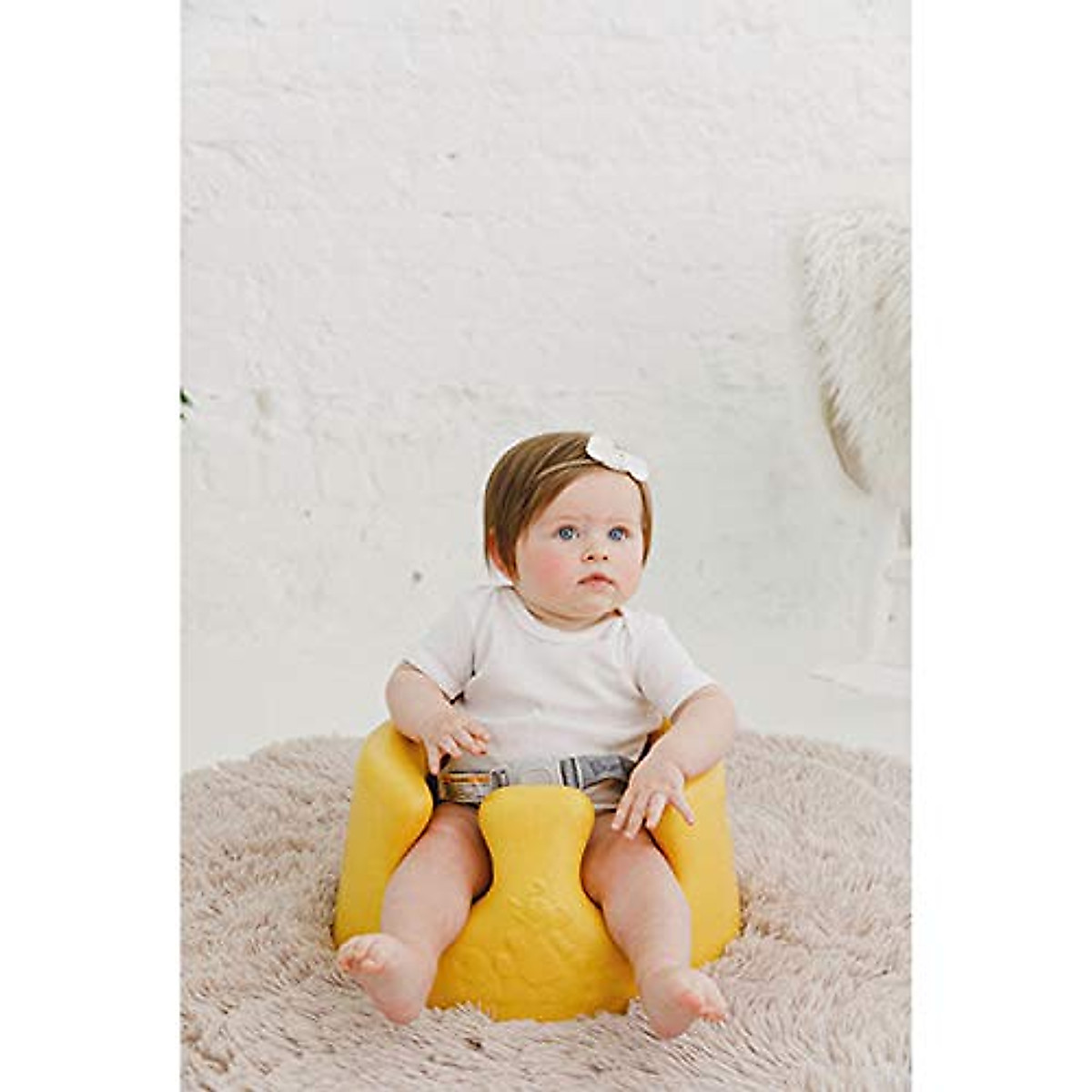 Bumbo Baby Infant Soft Foam Comfortable Floor Booster Seat with 3 Point Adjustable Safety Buckle Strap Harness, Mimosa Yellow