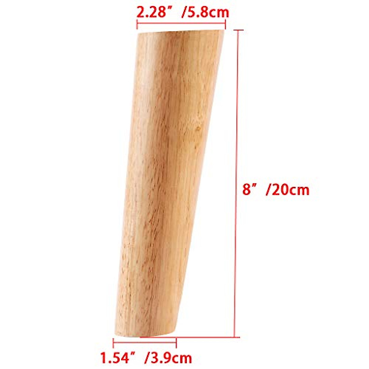 Sanbege 8" Furniture Legs with Mounting Plates Set of 4, Solid Wood Replacement Feet for Sofa, Couch, Armchair, Ottoman, Coffee Table, Cabinet, Bed, Dresser