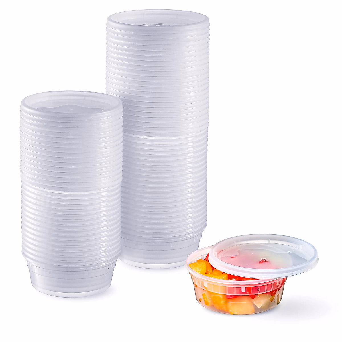 Pantry Value 8 oz. Plastic Deli Food Storage Containers with Airtight Lids [48 Sets]