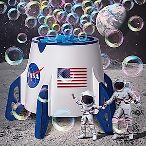 Bubble Machine, Space Rocket Bubble Machine for Toddlers, Kids, 3000+ Bubbles/min Electric Automatic Bubble Maker Blower Outdoor Gifts Bubbles Toys for Age 3-8 Year Old Boys, Girls, Baby Bath, Parties