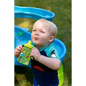 COOL GEAR 2-Pack 12 oz Gripper Sipper Cups For Kids & Toddlers - Dishwasher Safe, Spillproof, Leakproof Waterbottle With Handles For Babies - Shark/Dino