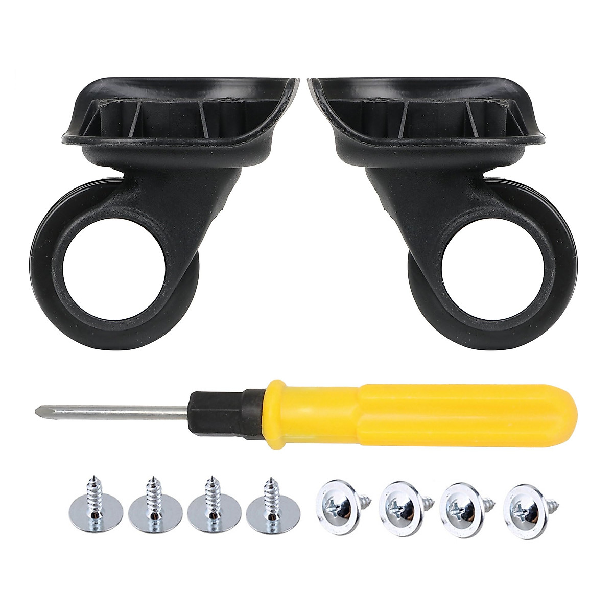 RDEXP Black 9.5x9.2x5cm Left & Right Luggage Wheels with 8 Screws DIY Replacement Set of 2