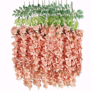 INSUNSIX Purple Wisteria Hanging Flowers, 6 Pack 3.6 Feet Fake Wisteria Garland Silk Wisteria Vine Flower for Wedding Party Garden Outdoor Home Decor (Purple)