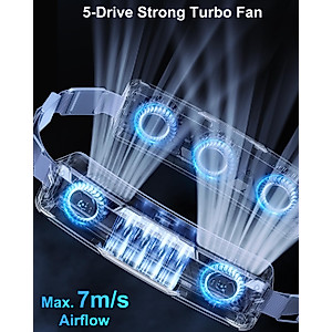 Portable Waist Fan with 2 Cooling Plates, Wearable Clip on Fan 5000mAh Rechargeable Travel Fan 3 Speeds 6000RPM Strong Airflow, Personal Body Shirt Fan Belt Clip Fan for Outdoor Work Camping Fishing